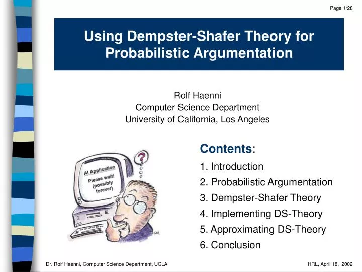 PPT - Using Dempster-Shafer Theory for Probabilistic Argumentation ... PPT - Using Dempster-Shafer Theory for Probabilistic Argumentation ...