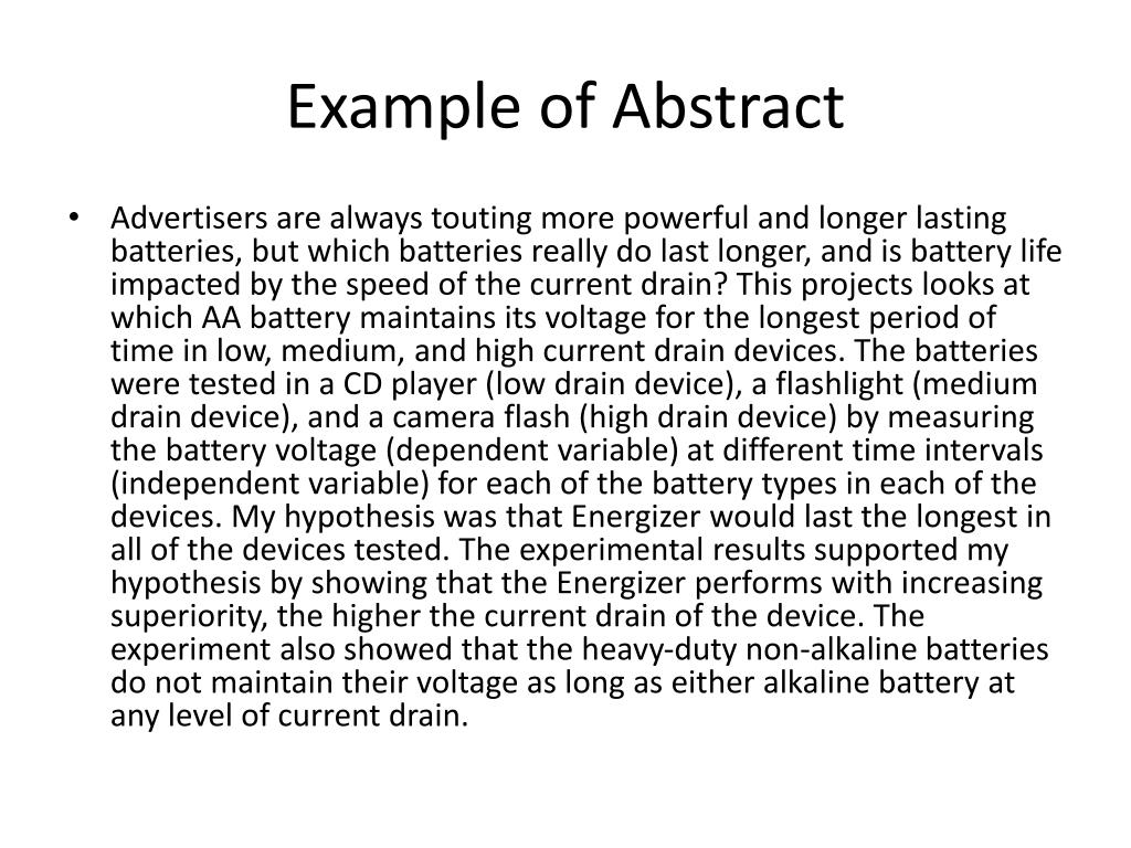 Examples Of Science Paper Abstract Sample Project Abstract Someotherblogs