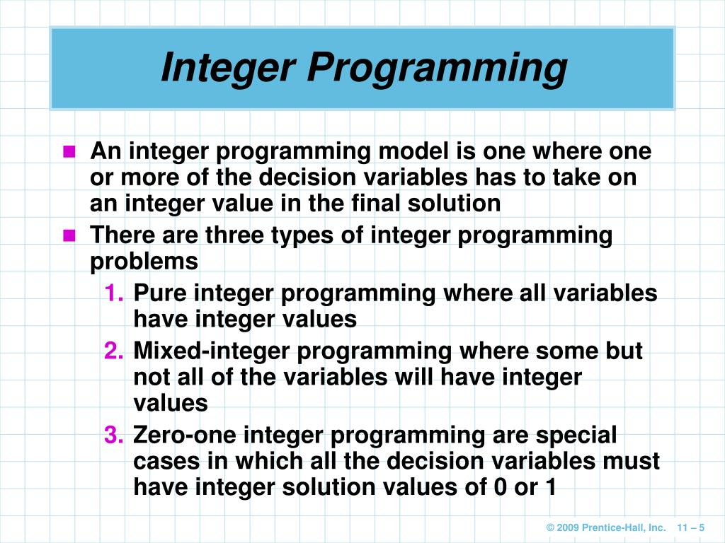 PPT Integer Programming Goal Programming And Nonlinear Programming 