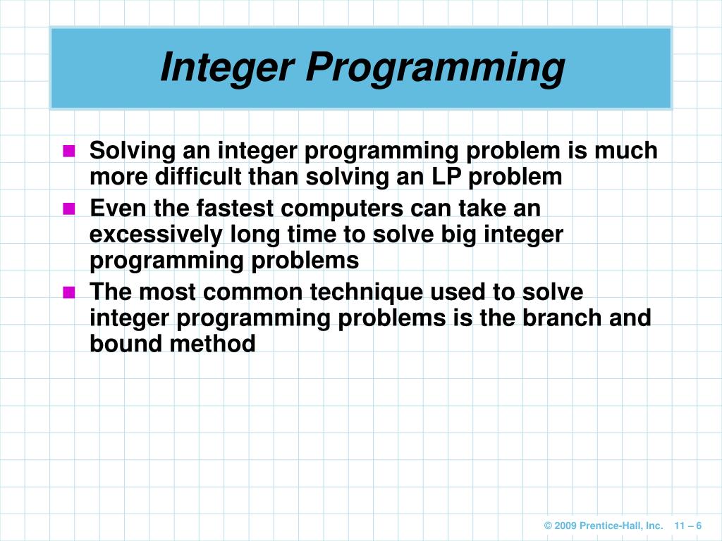 PPT Integer Programming Goal Programming And Nonlinear Programming 