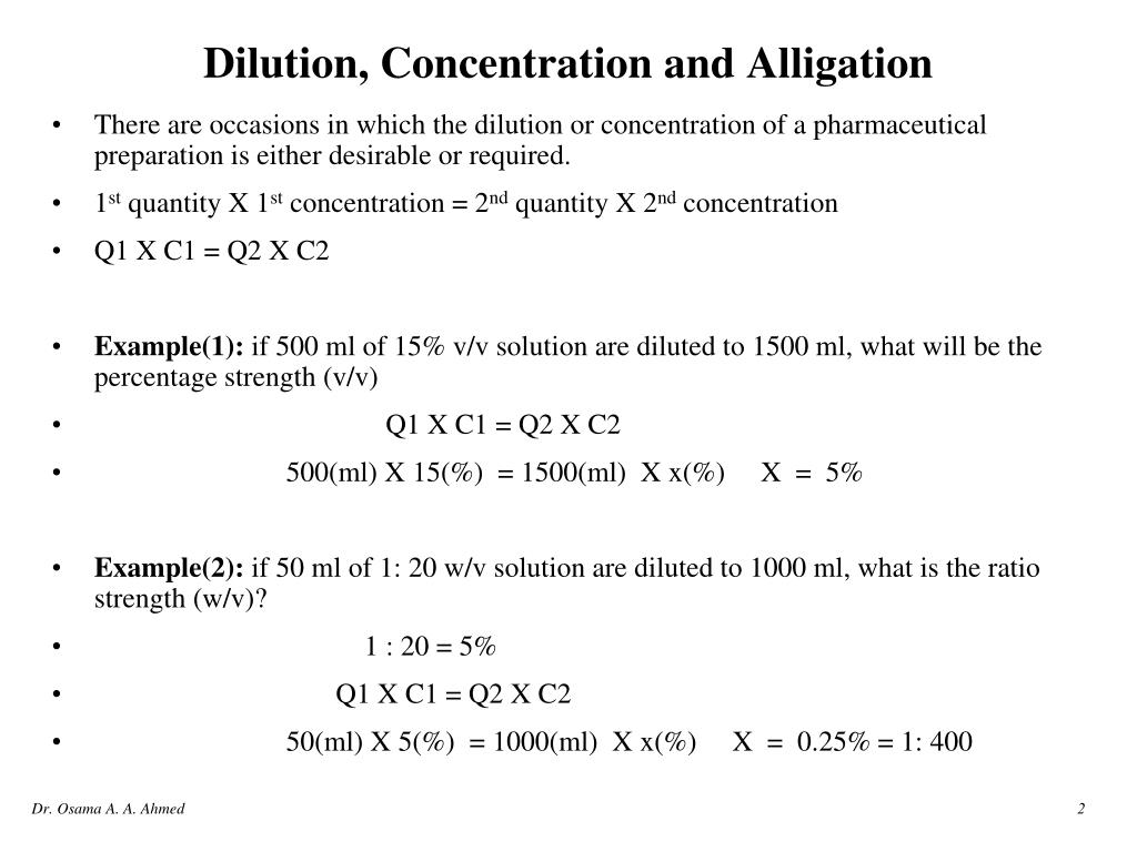 Ppt Dilution Concentration And Alligation Powerpoint Presentation