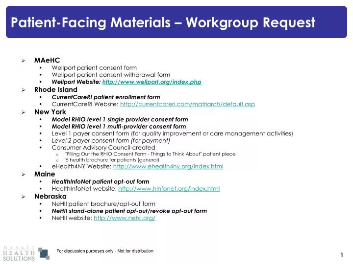 PPT - Patient-Facing Materials – Workgroup Request PowerPoint ...