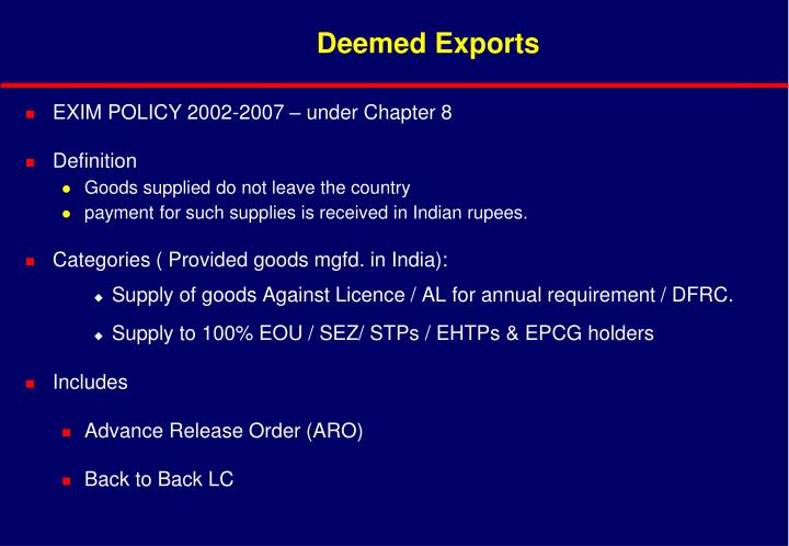 PPT - PRESENTATION ON EXIM POLICY 2002 - 2007 PowerPoint Presentation ...
