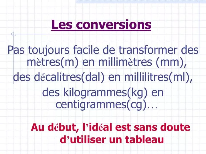 PPT - Les conversions PowerPoint Presentation, free download - ID:1010605