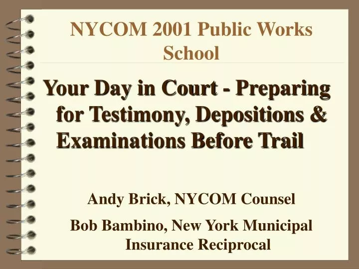 PPT - NYCOM 2001 Public Works School PowerPoint Presentation, free ...