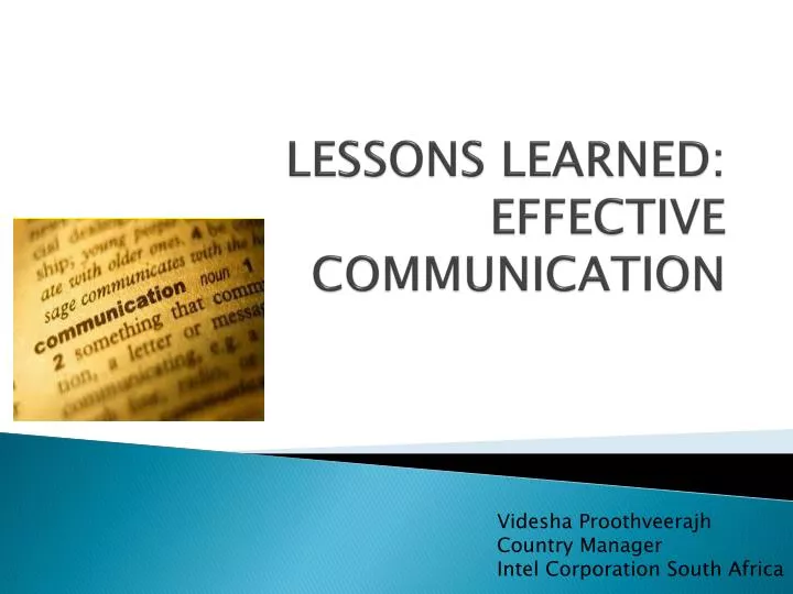 PPT - LESSONS LEARNED: EFFECTIVE COMMUNICATION PowerPoint Presentation ...