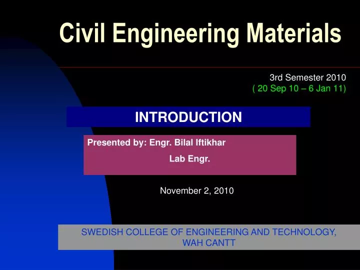 PPT - Civil Engineering Materials PowerPoint Presentation, free ...