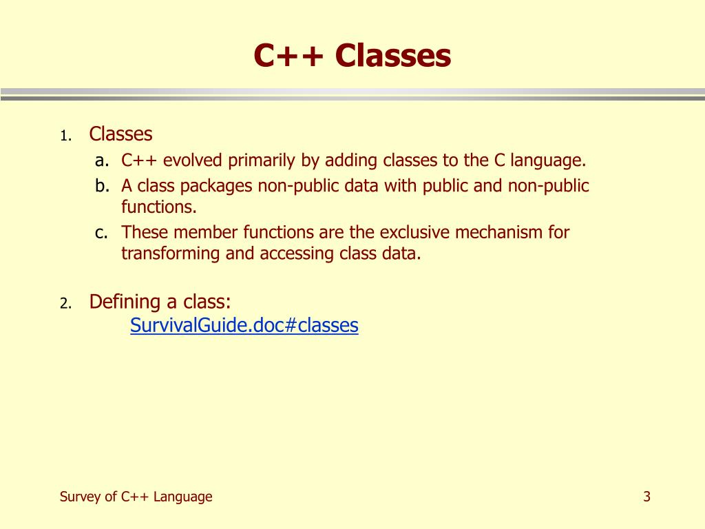 Ppt Cse687 Object Oriented Design Class Notes Survey Of The C Programming Language 6569