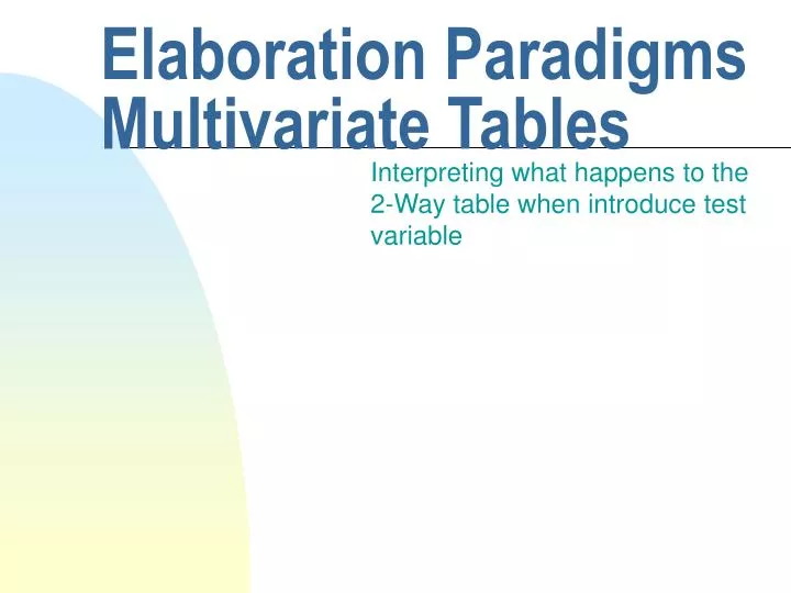 PPT - Elaboration Paradigms Multivariate Tables PowerPoint Presentation ...