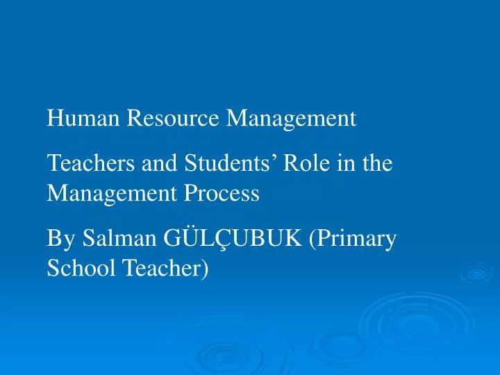 PPT - Human Resource Management Teachers and Students’ Role in the ...