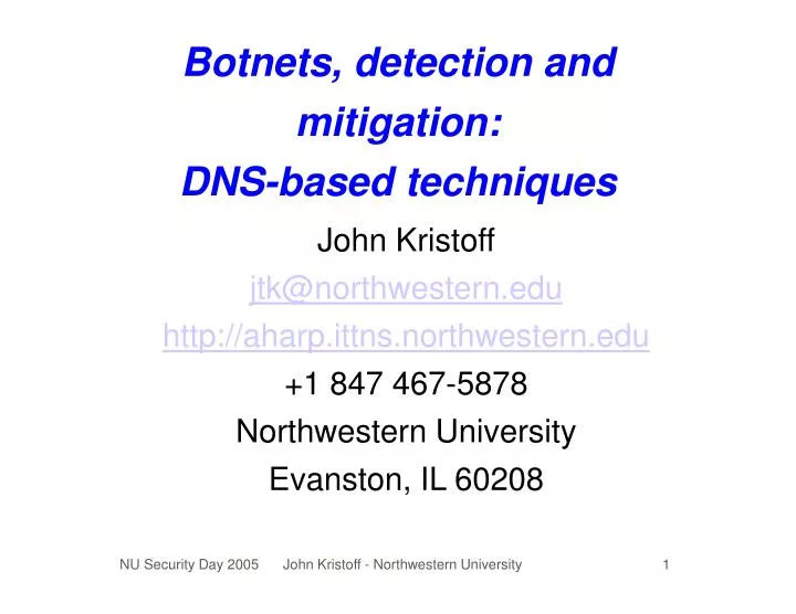 PPT - Botnets, detection and mitigation: DNS-based techniques PowerPoint Presentation - ID:1017063