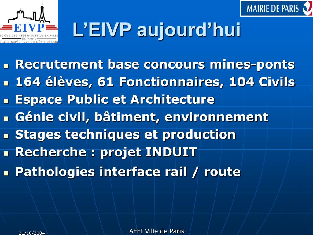 PPT - Présentation de l’Ecole des Ingénieurs de la Ville de Paris ...