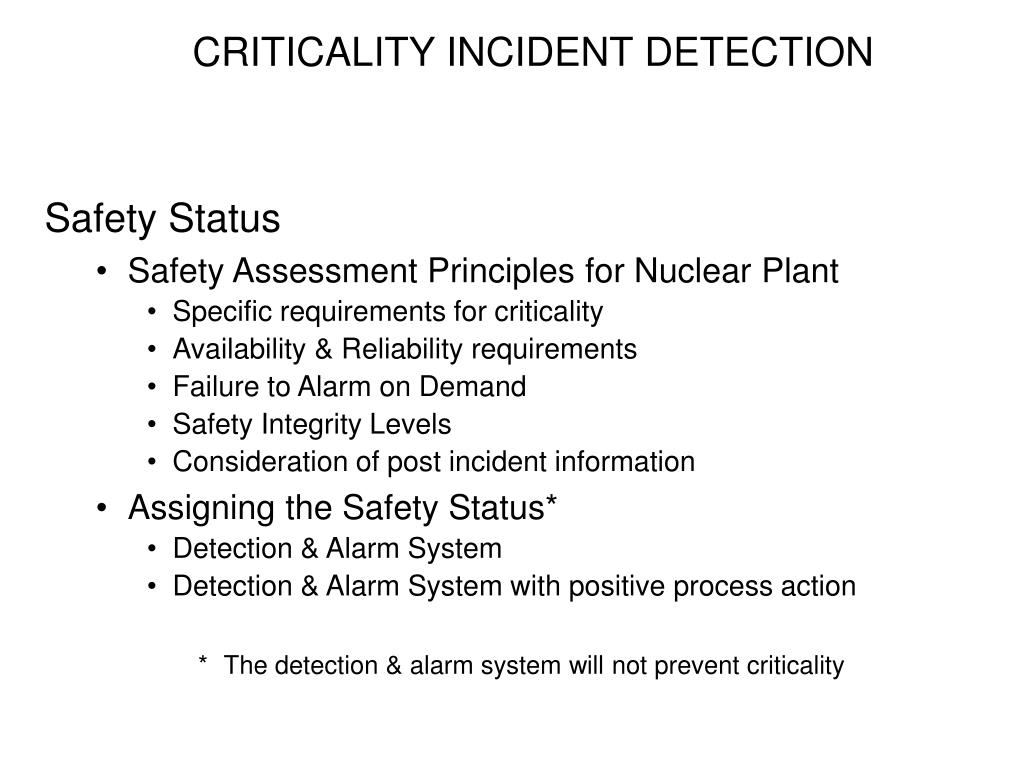 PPT - CRITICALITY INCIDENT DETECTION GEOFF DRUCE PowerPoint ... PPT - CRITICALITY INCIDENT DETECTION GEOFF DRUCE PowerPoint ...