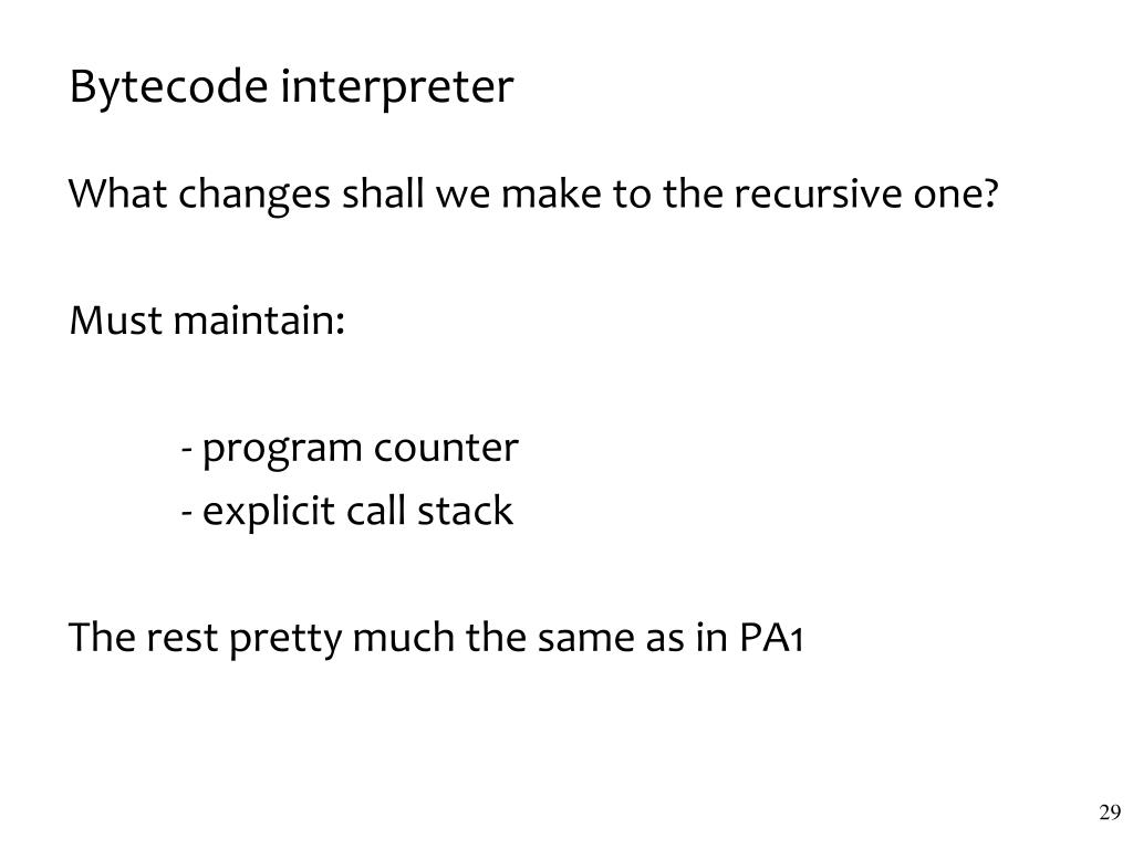 Ppt Lecture 5 Implementing Coroutines Compile Ast To Bytecode Bytecode Interpreter Powerpoint