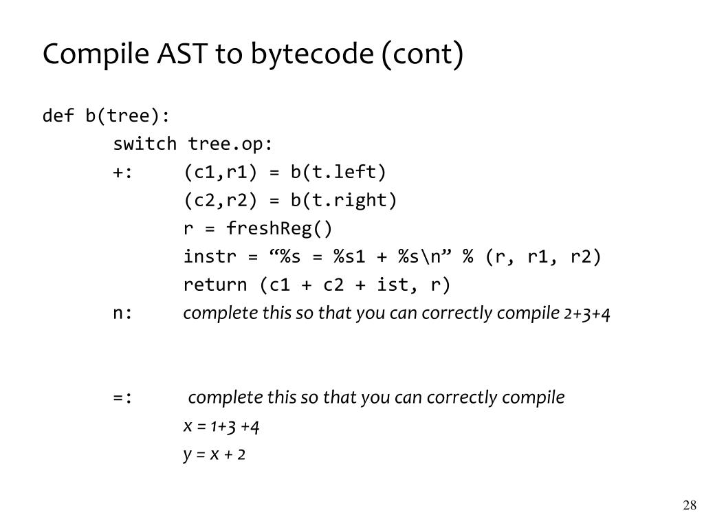 Ppt Lecture 5 Implementing Coroutines Compile Ast To Bytecode Bytecode Interpreter Powerpoint