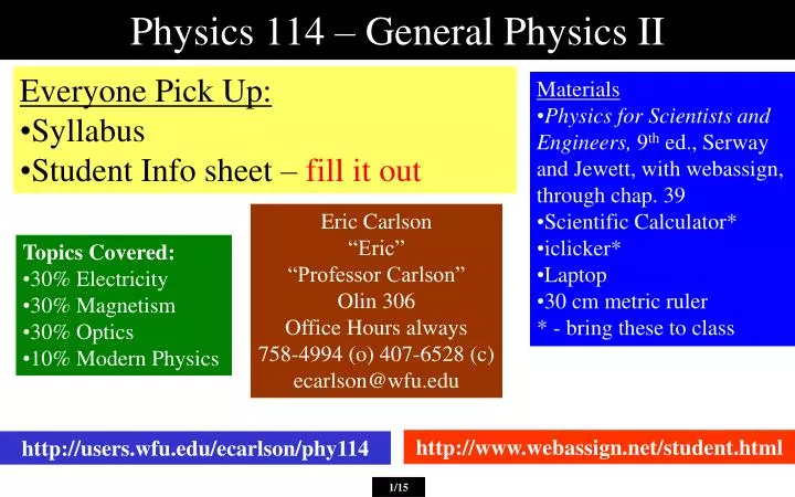PPT - Physics 114 – General Physics II PowerPoint Presentation, free ...