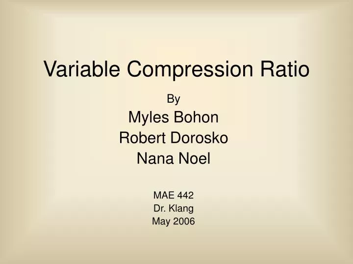 PPT - Variable Compression Ratio PowerPoint Presentation, free download ...