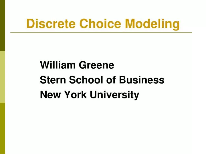 PPT - Discrete Choice Modeling PowerPoint Presentation, free download ...
