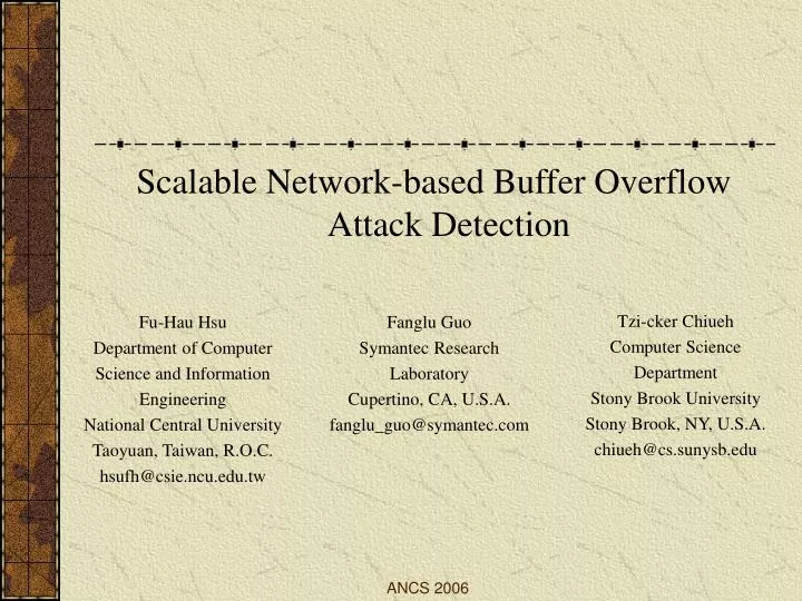 PPT - Scalable Network - based Buffer Overflow Attack Detection ...