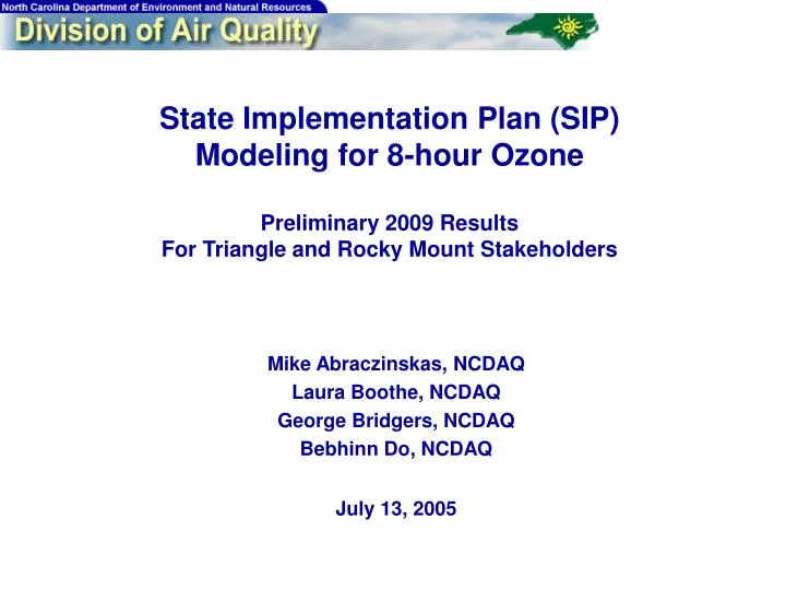 PPT - State Implementation Plan (SIP) Modeling for 8-hour Ozone ...