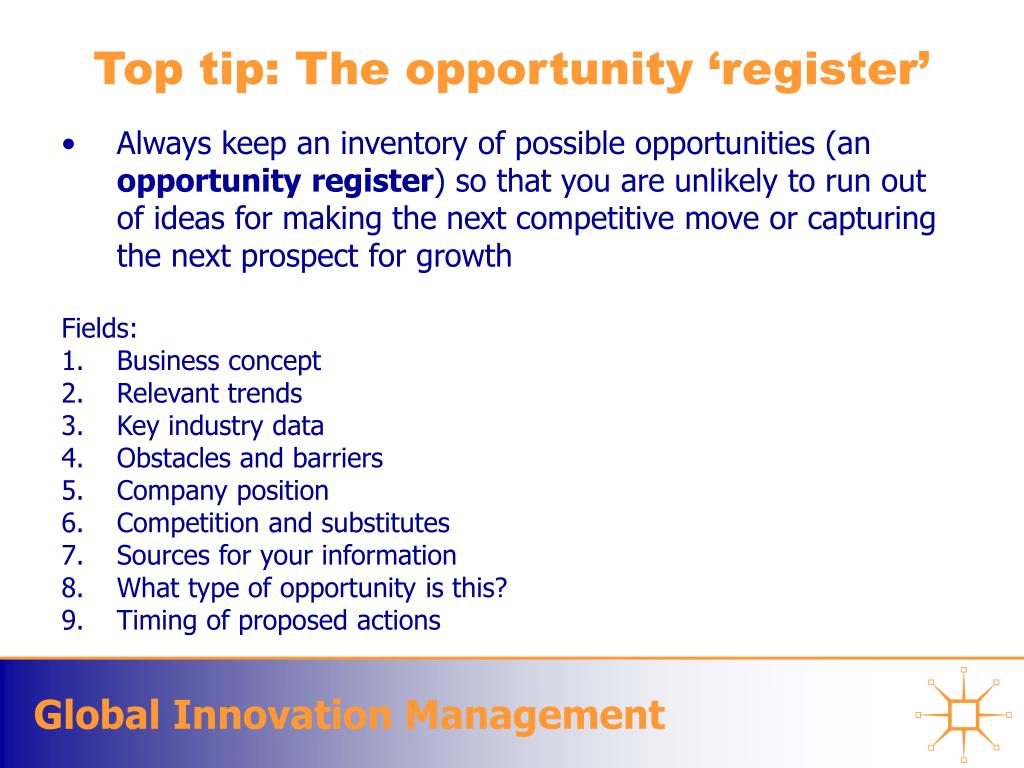 PPT - Global Innovation Management Toolbox Workout #3 PowerPoint ...