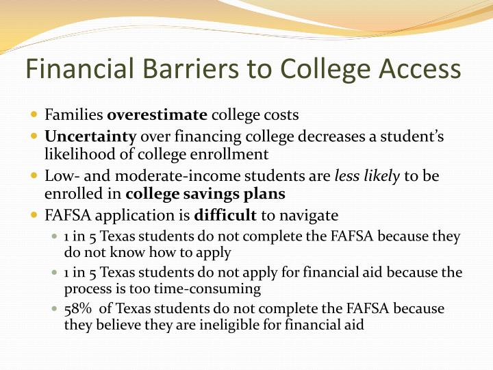 PPT - Financial Barriers to College Access PowerPoint Presentation - ID ...