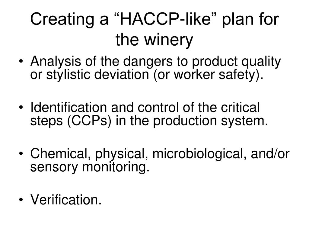 PPT - HACCP Concepts in Designing a Winery Sanitation/Quality Program ...