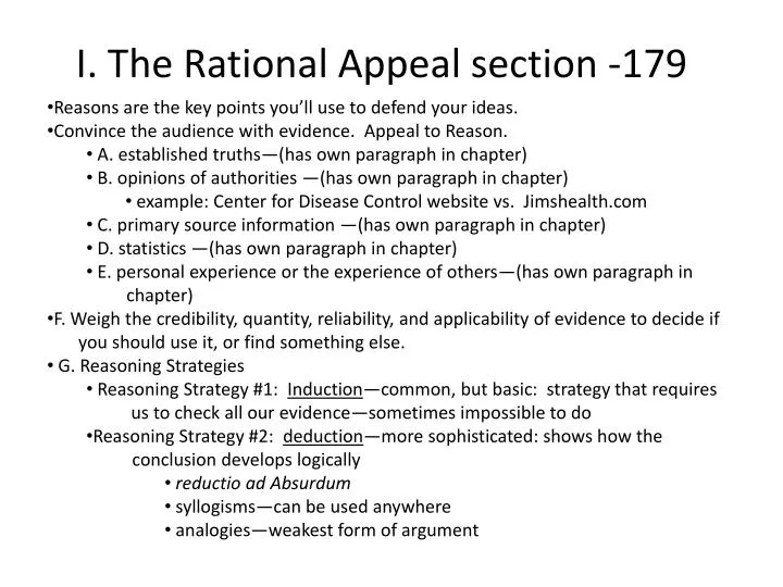 PPT - I. The Rational Appeal section -179 PowerPoint Presentation, free ...