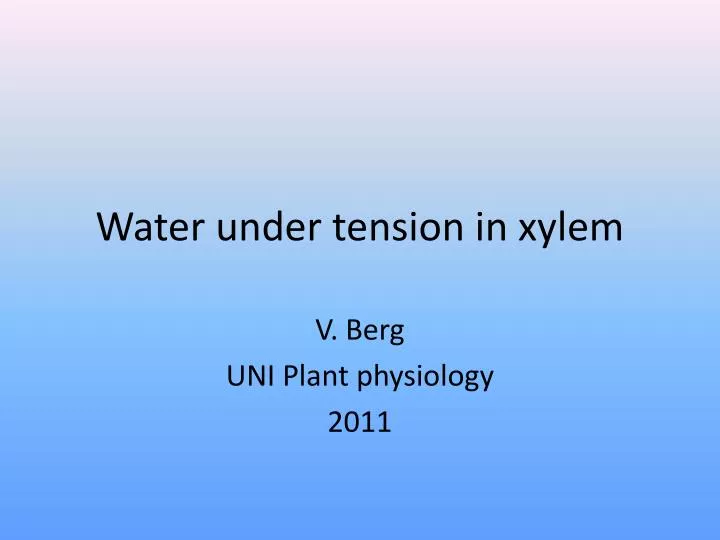 PPT - Water under tension in xylem PowerPoint Presentation, free ...