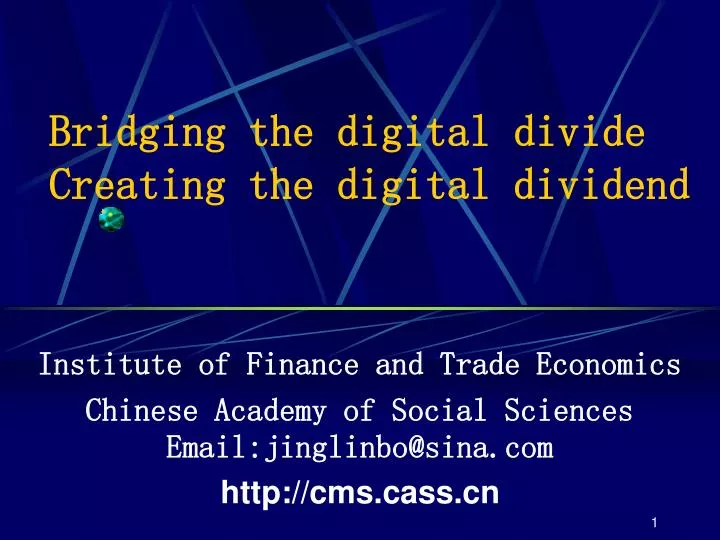 PPT - Bridging the digital divide Creating the digital dividend ... PPT - Bridging the digital divide Creating the digital dividend ...