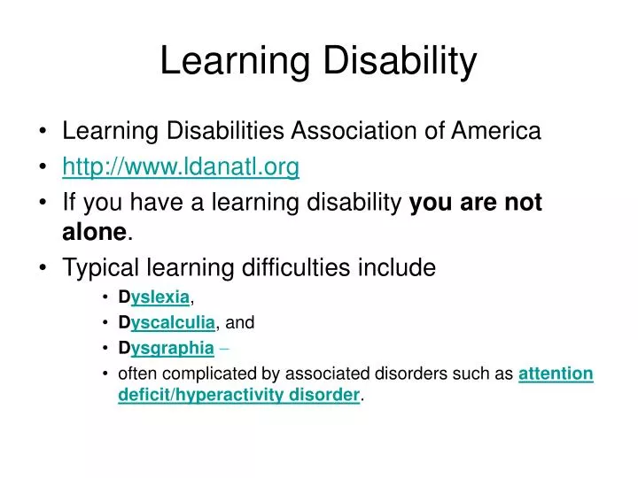 PPT - Learning Disability PowerPoint Presentation, free download - ID ...
