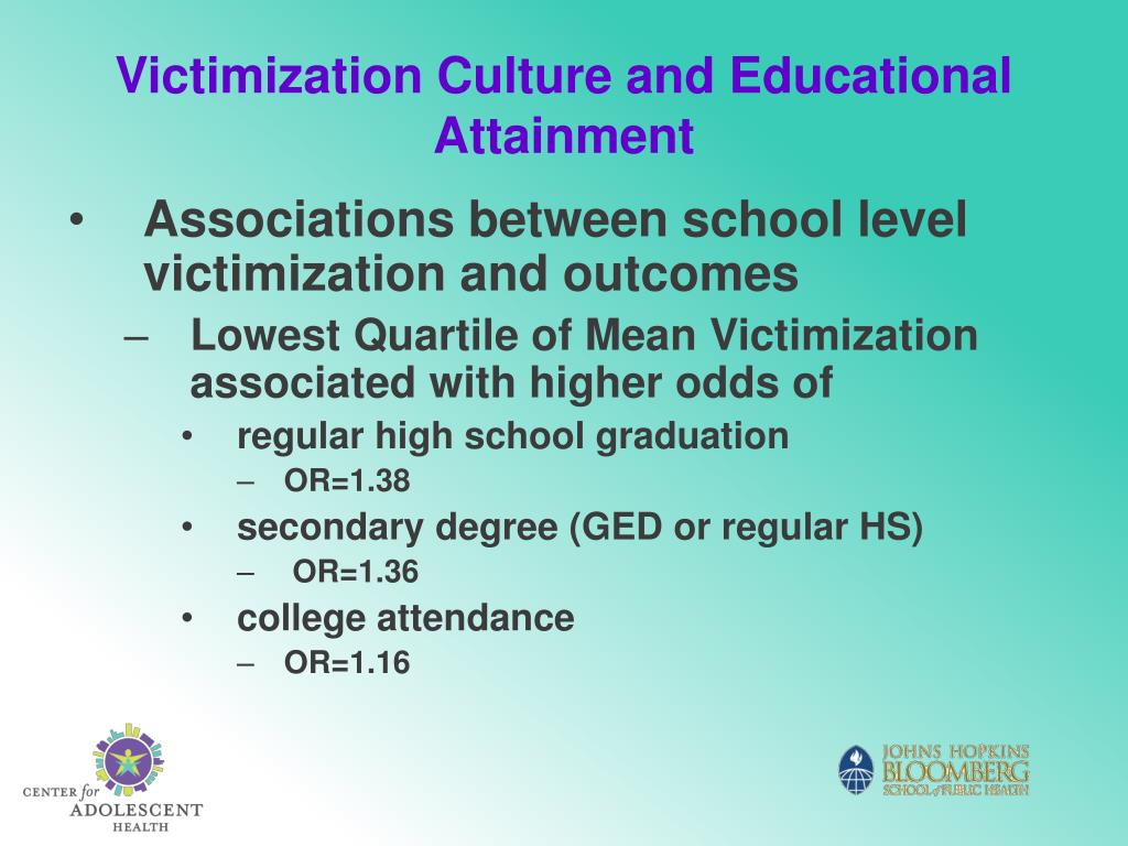 PPT - Victimization Culture and Attainment Adena Galinsky Suzumi ...