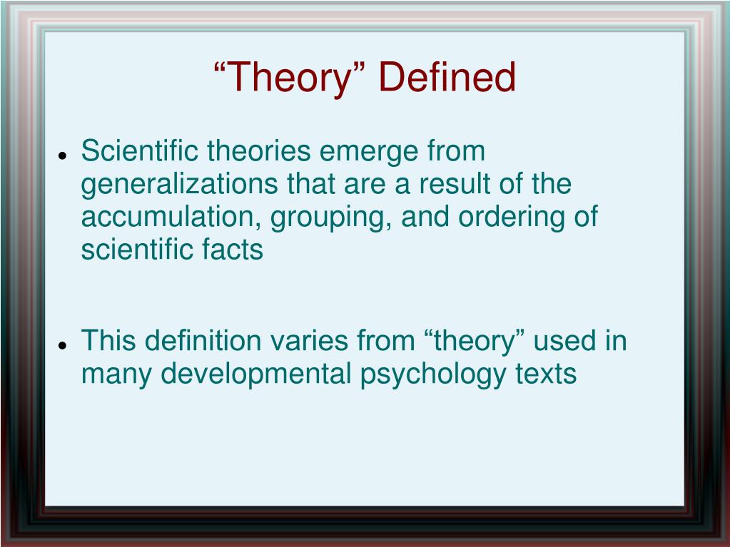 Scientific Theory Definition Scientific Theory Definition