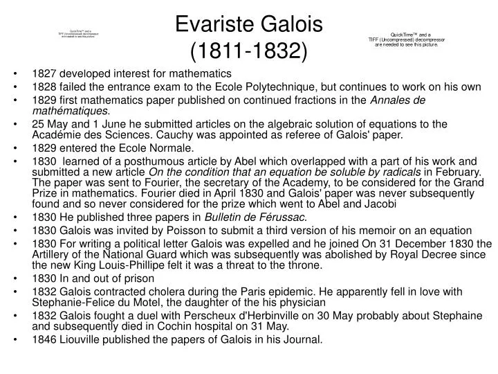 PPT - Evariste Galois (1811-1832) PowerPoint Presentation, free ...