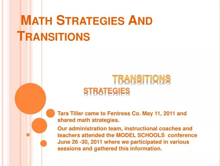 PPT - Math Strategies And Transitions PowerPoint Presentation, free ...