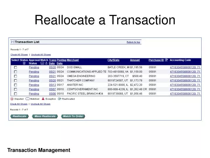 PPT - Reallocate a Transaction PowerPoint Presentation, free download ...