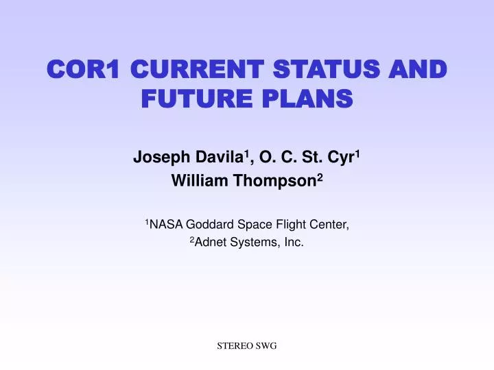 PPT - COR1 CURRENT STATUS AND FUTURE PLANS PowerPoint Presentation ...
