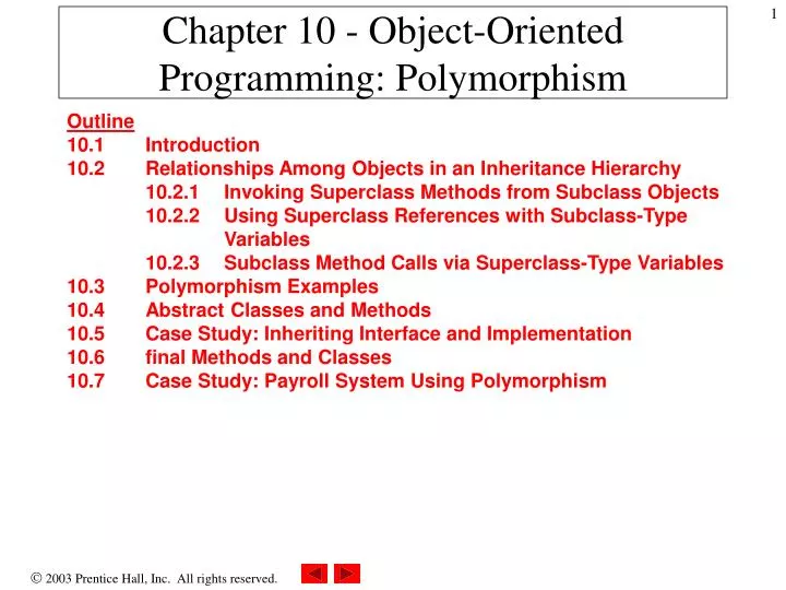 PPT - Chapter 10 - Object-Oriented Programming: Polymorphism PowerPoint ...