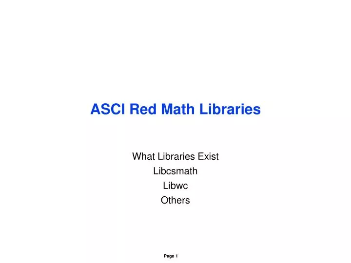 PPT - ASCI Red Math Libraries PowerPoint Presentation, free download ...