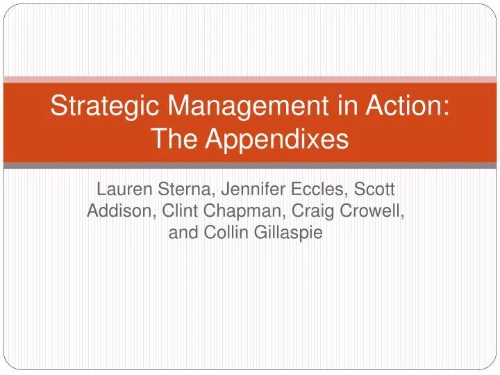 PPT - Strategic Management in Action: The Appendixes PowerPoint ...