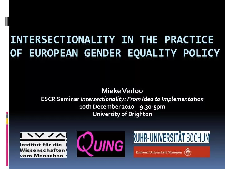 PPT - Intersectionality in the practice of European gender equality policy PowerPoint ...