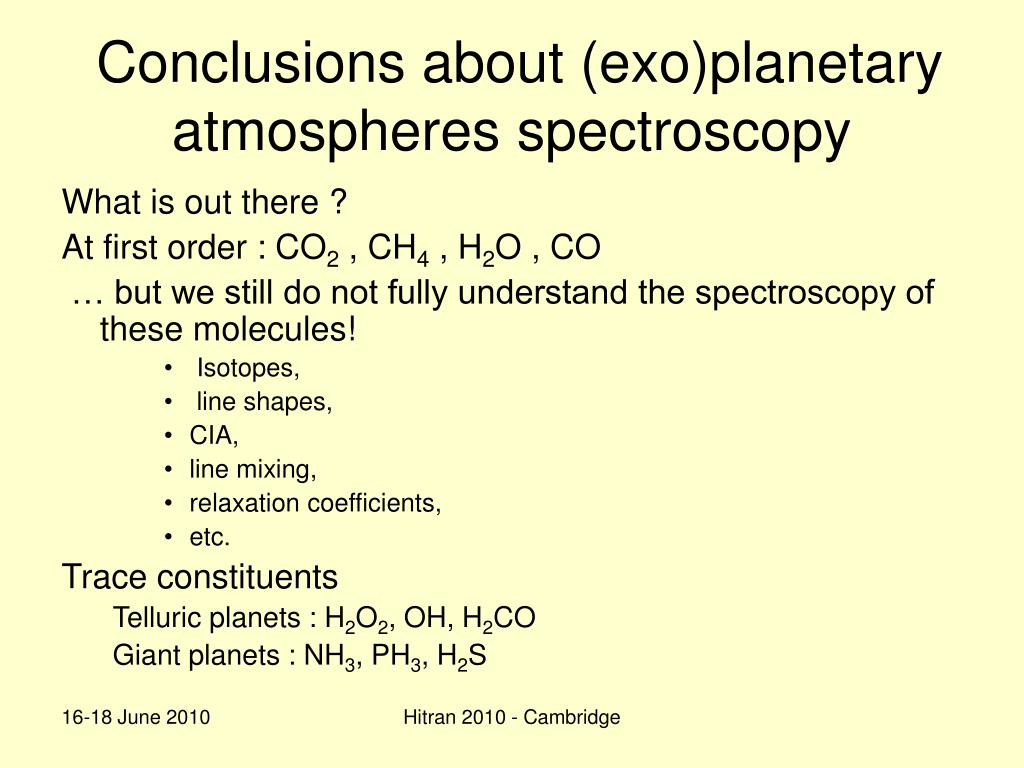 PPT - RECENT ADVANCES IN THE SPECTROSCOPY OF PLANETARY AND EXOPLANETARY ...