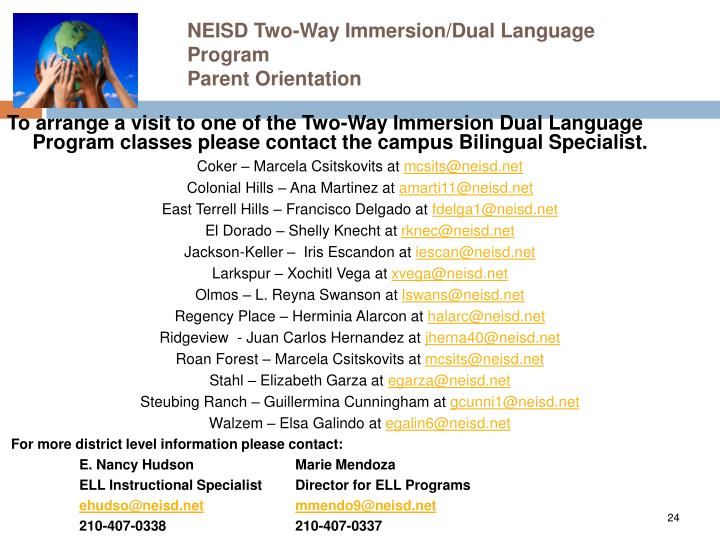 PPT - NEISD Two-Way Immersion/ Dual Language Program information ...