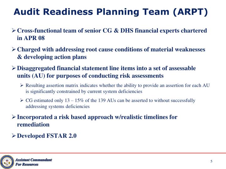 PPT - FSTAR 101: The Coast Guard’s Audit Readiness Plan PowerPoint ...