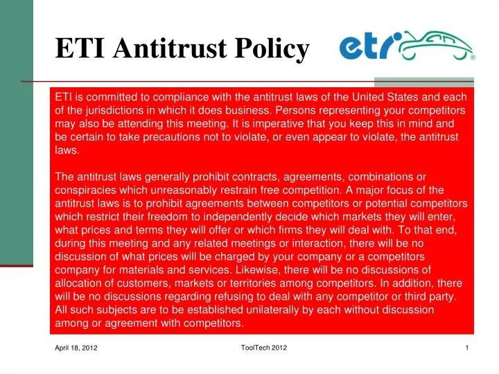 PPT - ETI Antitrust Policy PowerPoint Presentation, free download - ID ...