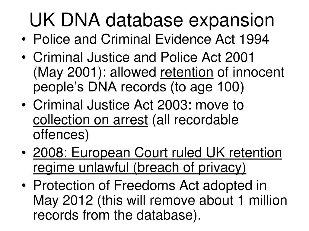 PPT - The UK DNA database and the European Court of Human Rights ...
