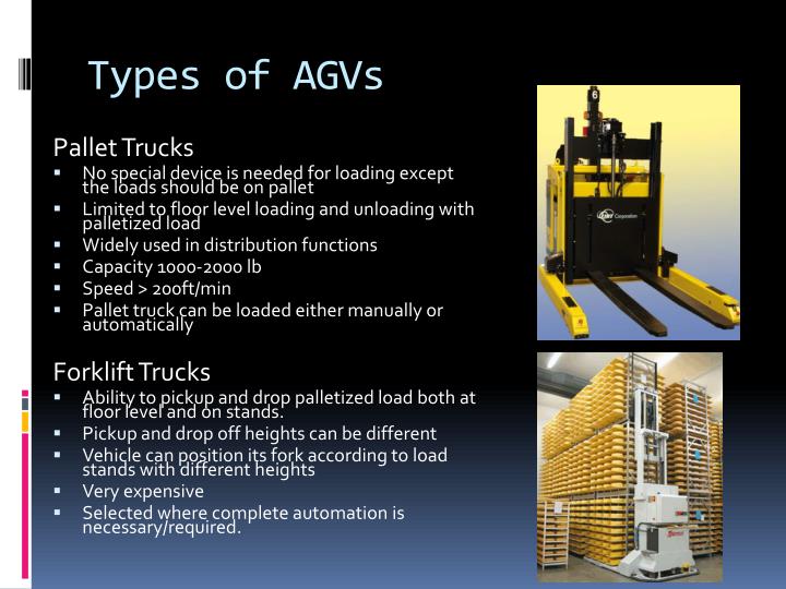 PPT - Automated Guided Vehicles (AGVs) Different types and how they are ...