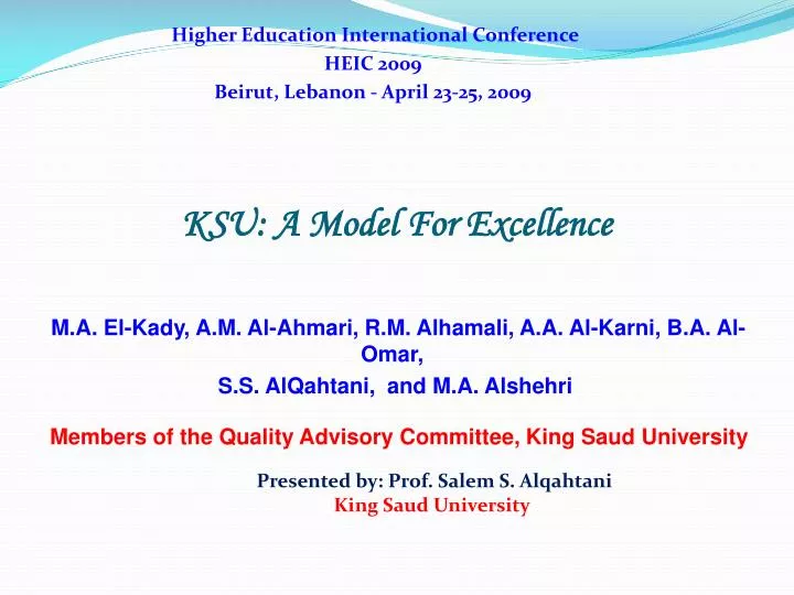 PPT - KSU: A Model For Excellence PowerPoint Presentation, free ...