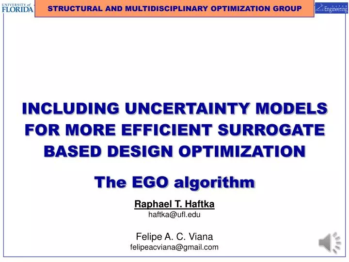 PPT - INCLUDING UNCERTAINTY MODELS FOR MORE EFFICIENT SURROGATE BASED DESIGN OPTIMIZATION The ...