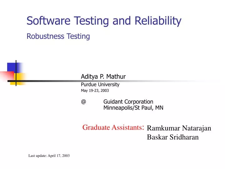 Ppt Software Testing And Reliability Robustness Testing Powerpoint Presentation Id 1056487